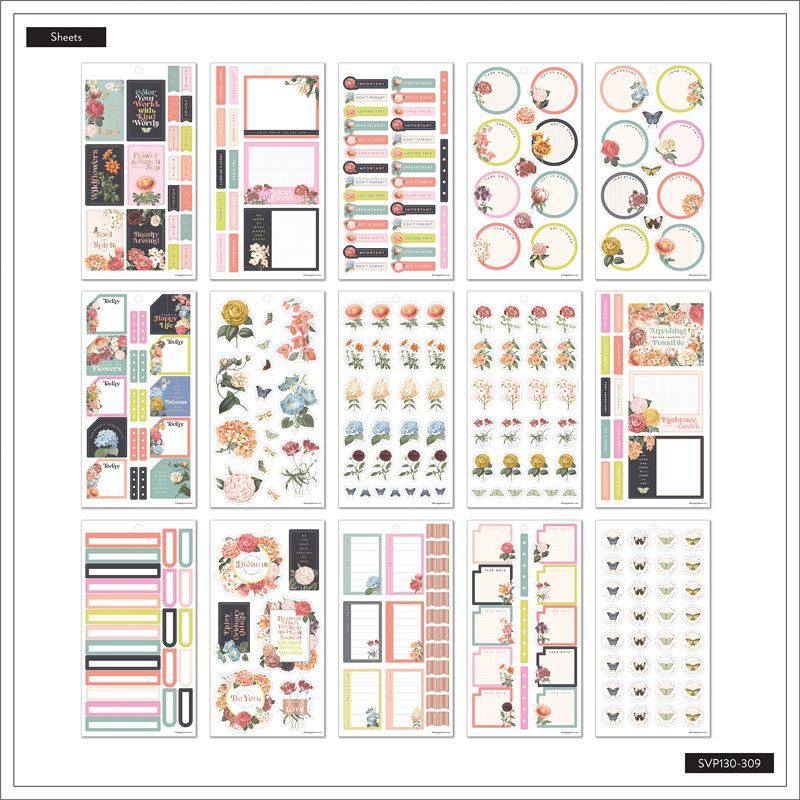 The Happy Planner Gathered Flowers Classic 30 Sheet Sticker Pack 603 ...